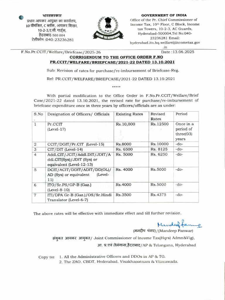 Revised Briefcase Reimbursement Rates | PDF