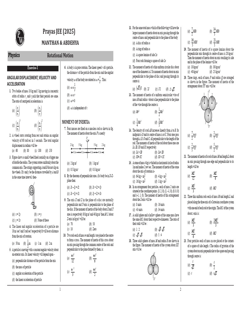 Sheet PDF | PDF | Rotation Around A Fixed Axis | Angular Momentum