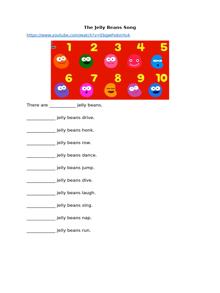 NUMBERS - The Jelly Beans Song | PDF
