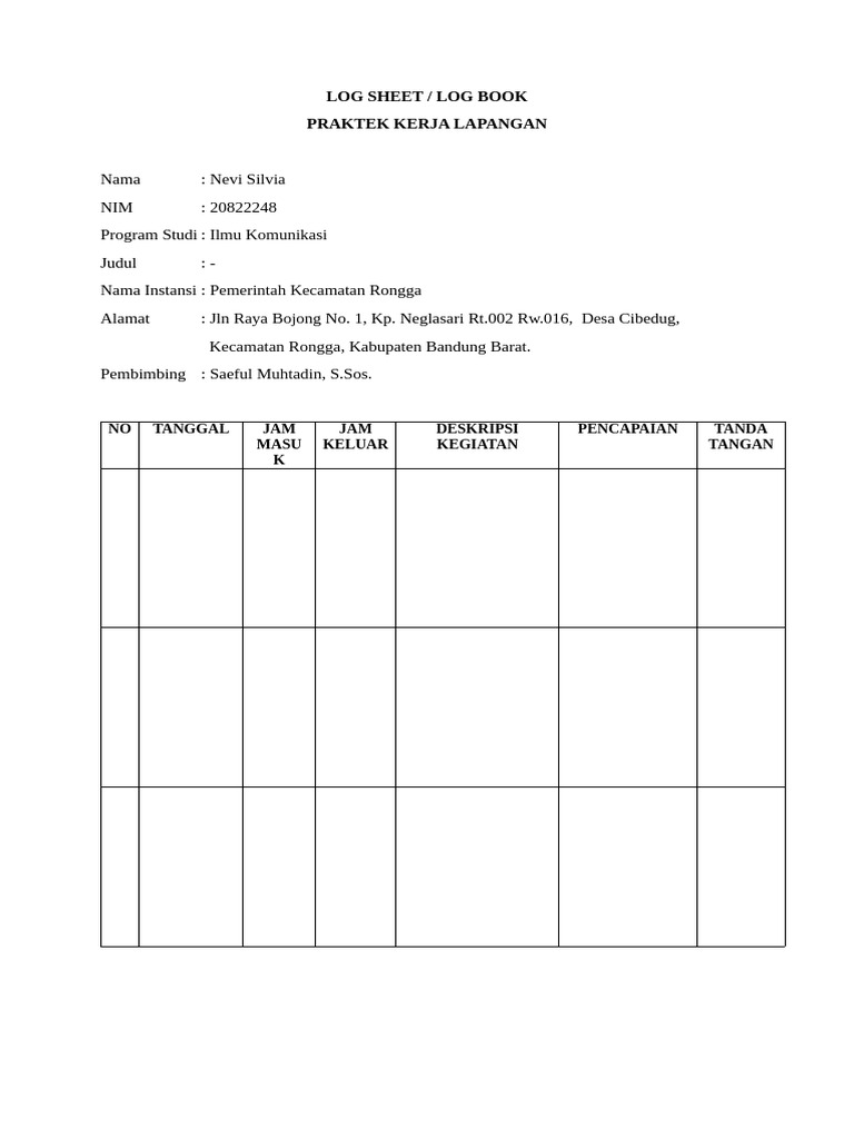 Log Book PKL | PDF