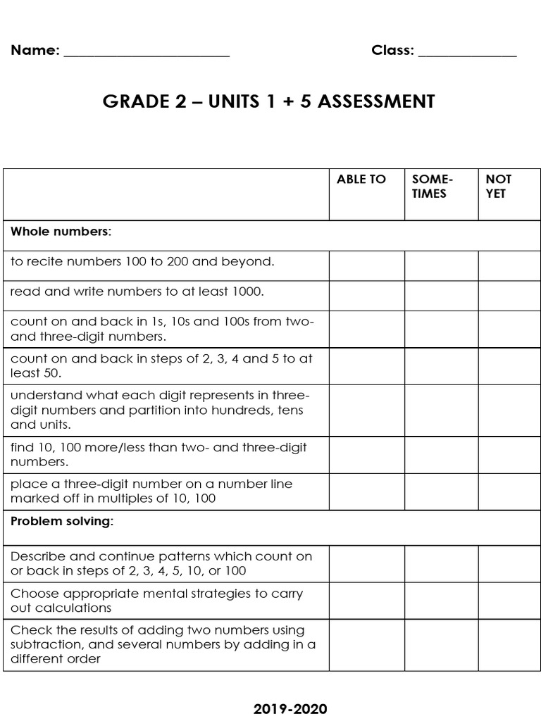 GRADE 2 - Units Assessment (U.1 + 5) | PDF | Chess | Chess Theory