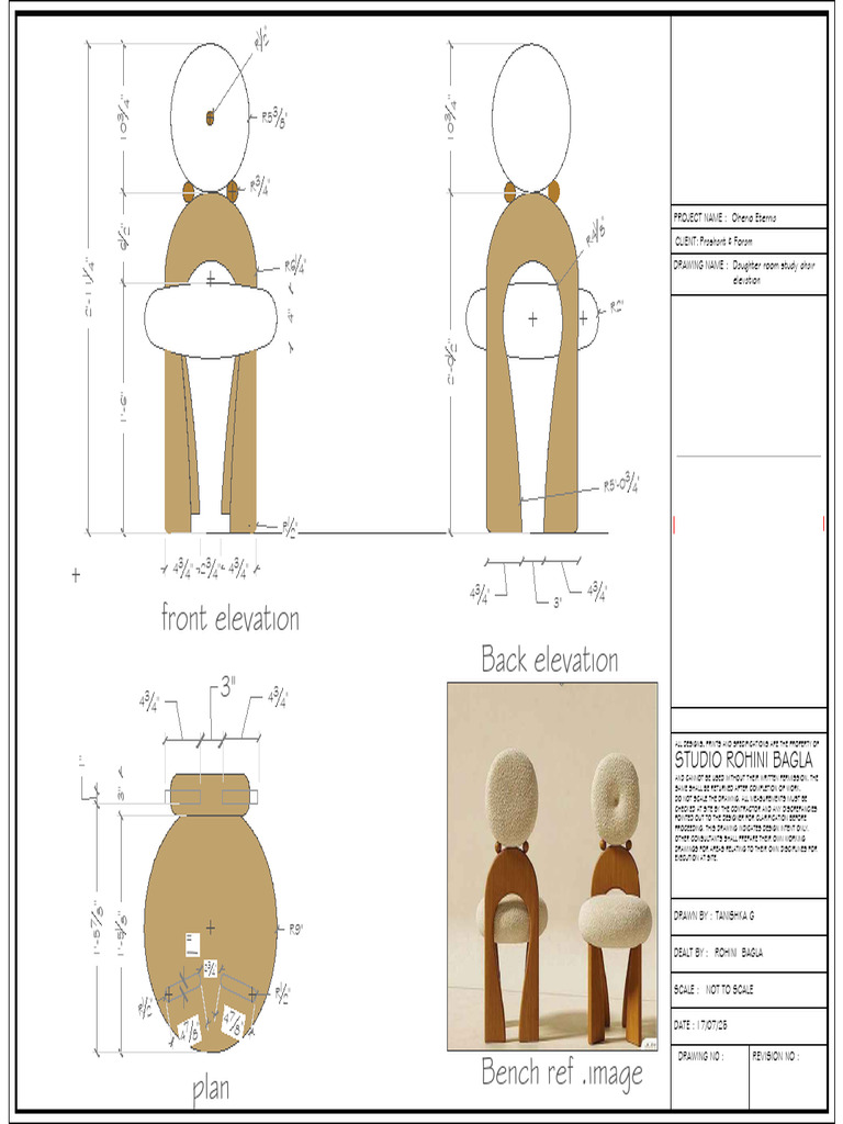 Oberoi Daughter Room Study Chair Elevation | PDF