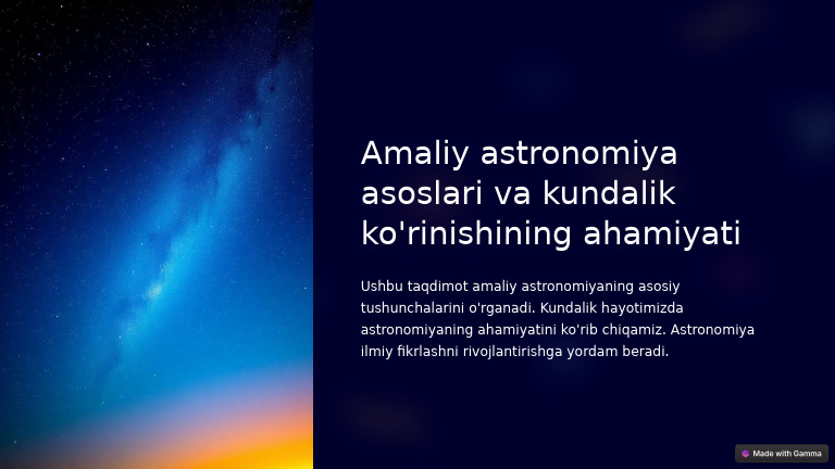 Amaliy Astronomiya Asoslari Va Kundalik Korinishining Ahamiyati | PDF
