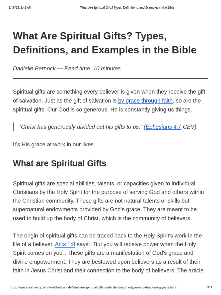 What Are Spiritual Gifts - Types, Definitions, and Examples in The ...
