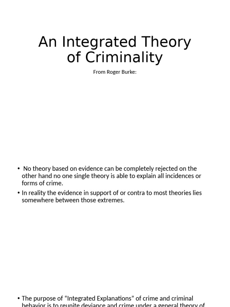 An Integrated Theory of Criminality | PDF | Theory | Crimes