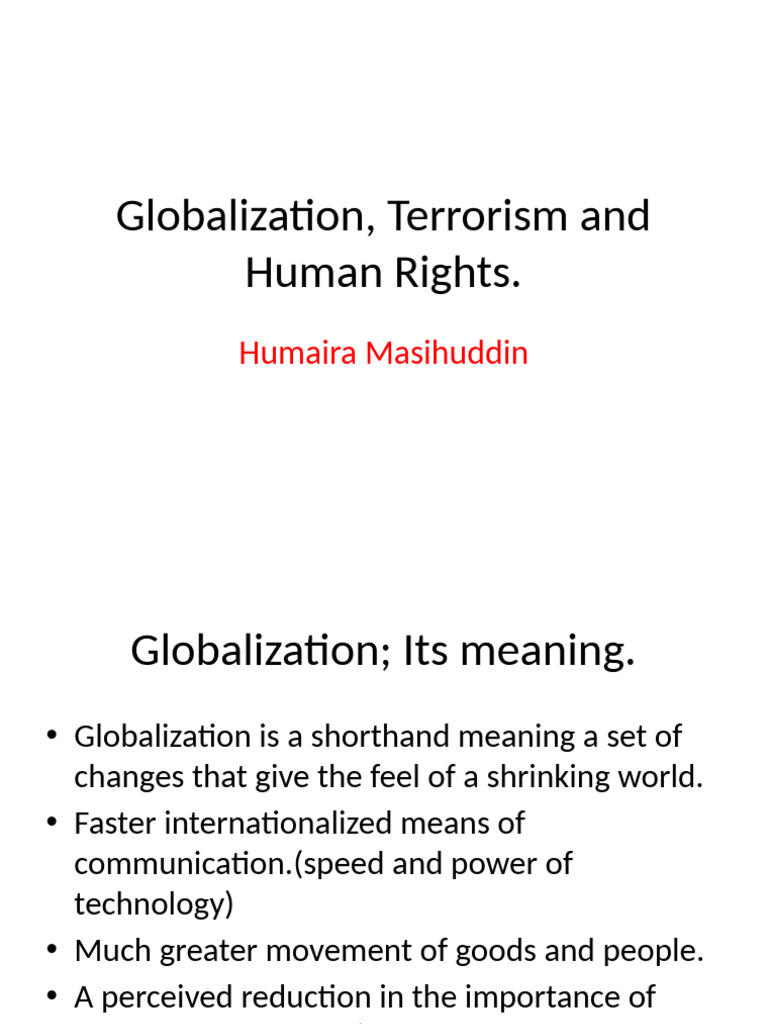Globalization, Terrorism and Human Rights | PDF | Globalization | Violence