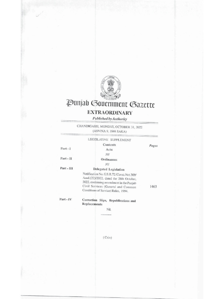 Punjab Civil Services (General and Common Conditions of Service) (First ...