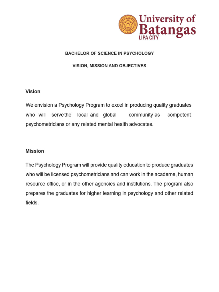 Vision Mission Objectives | PDF
