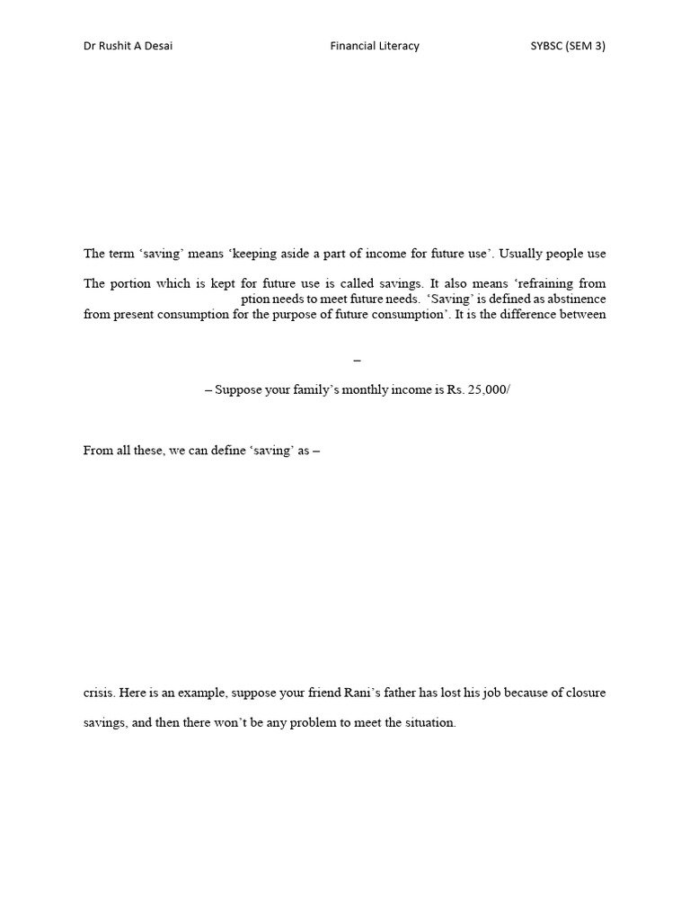 SEM III Financial Literacy Module 1 | PDF | Inflation | Transaction Account