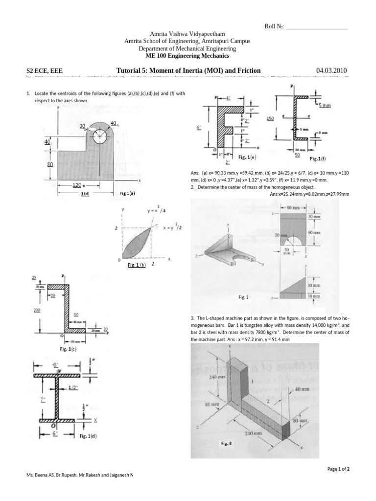 Final - Copy of Tut - Sheet5 - EnggMech | PDF | Force | Mechanical ...