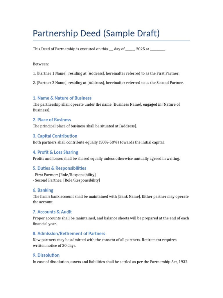 Partnership Deed | PDF