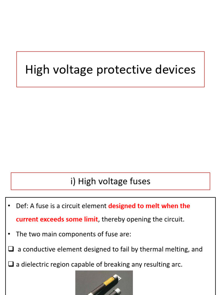High Voltage Protective Devices Overview | PDF | Relay | Fuse (Electrical)