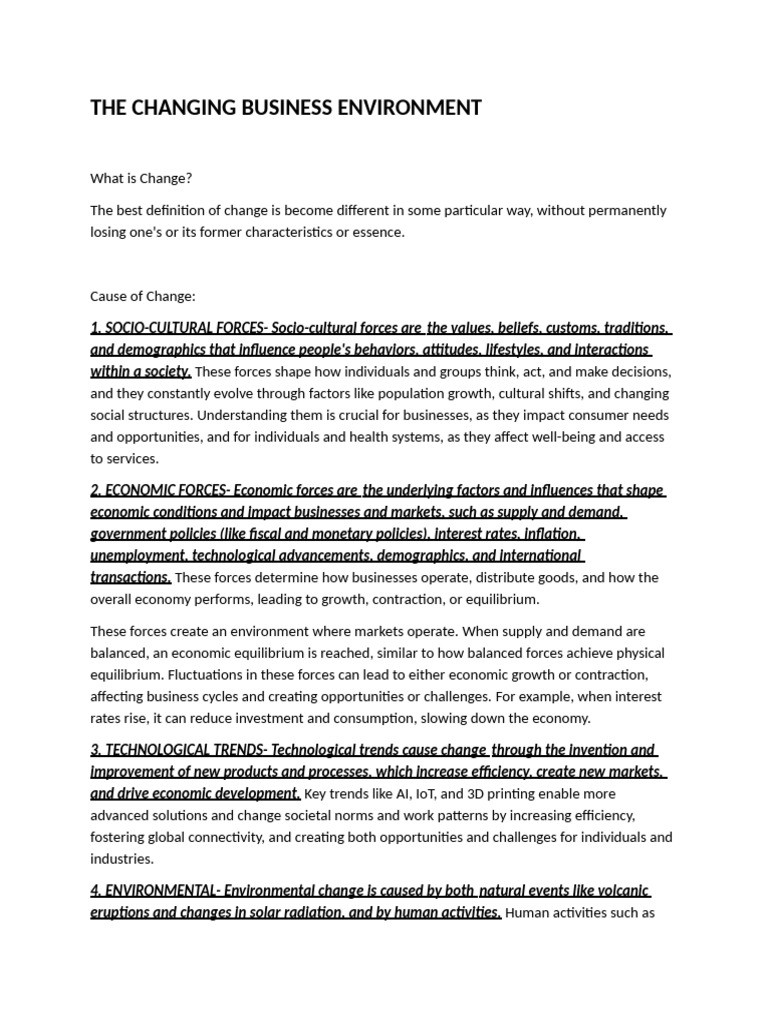 Business Change and Economic Forces | PDF | Marketing | Entrepreneurship