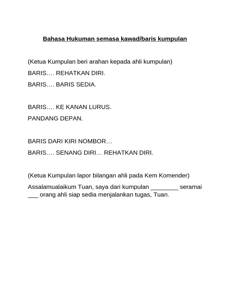 Bahasa Hukuman Semasa Kawad | PDF