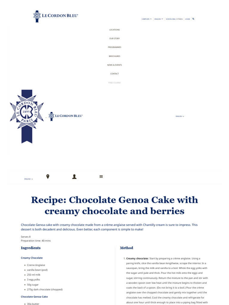Chocolate Genoa Cake Recipe Guide | PDF | Cakes | Chocolate