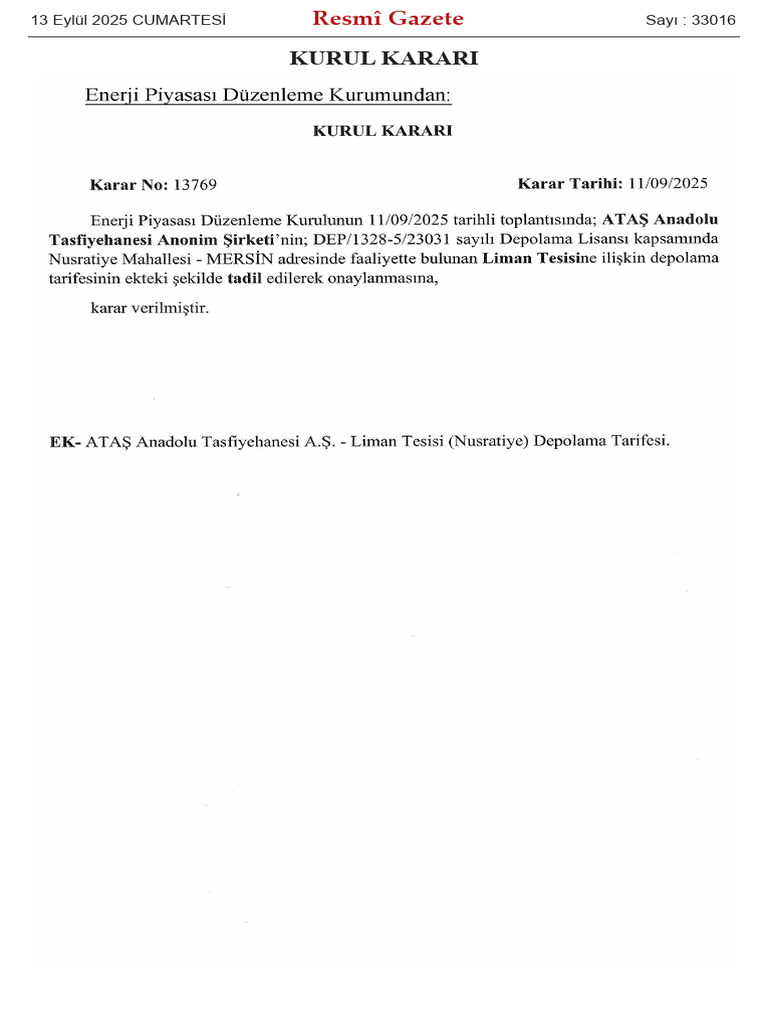 Kurul Karari: Resmî Gazete | PDF