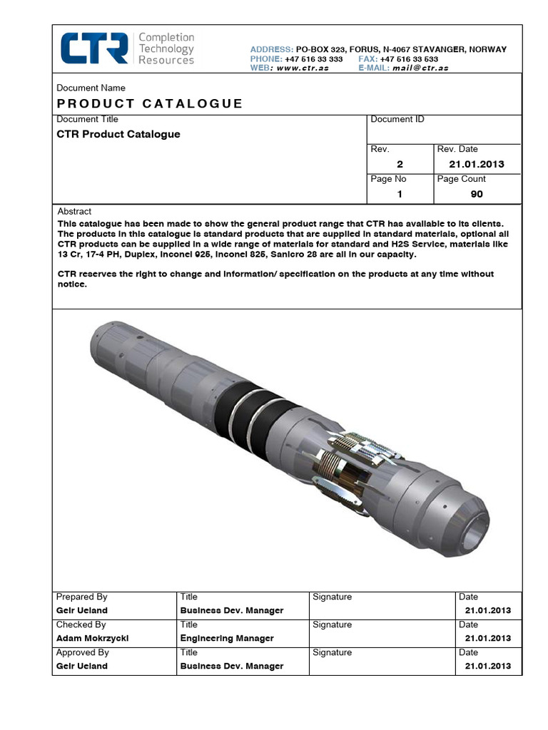 CTR Product Catalogue Overview | PDF