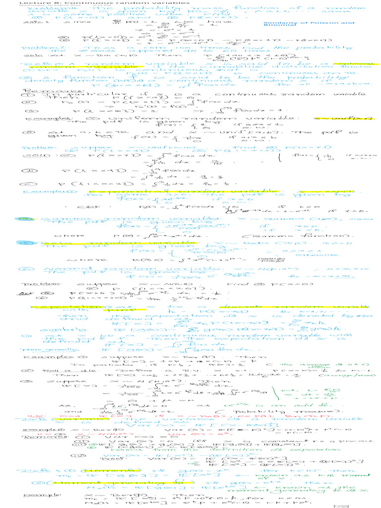 Lecture 8 Continuous Random Variables | PDF