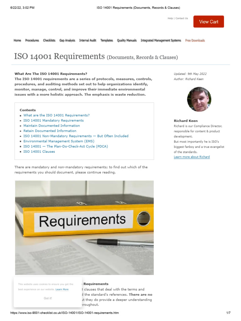 ISO - 14001 Requirements (Documents, Records - Clauses) | PDF | Business