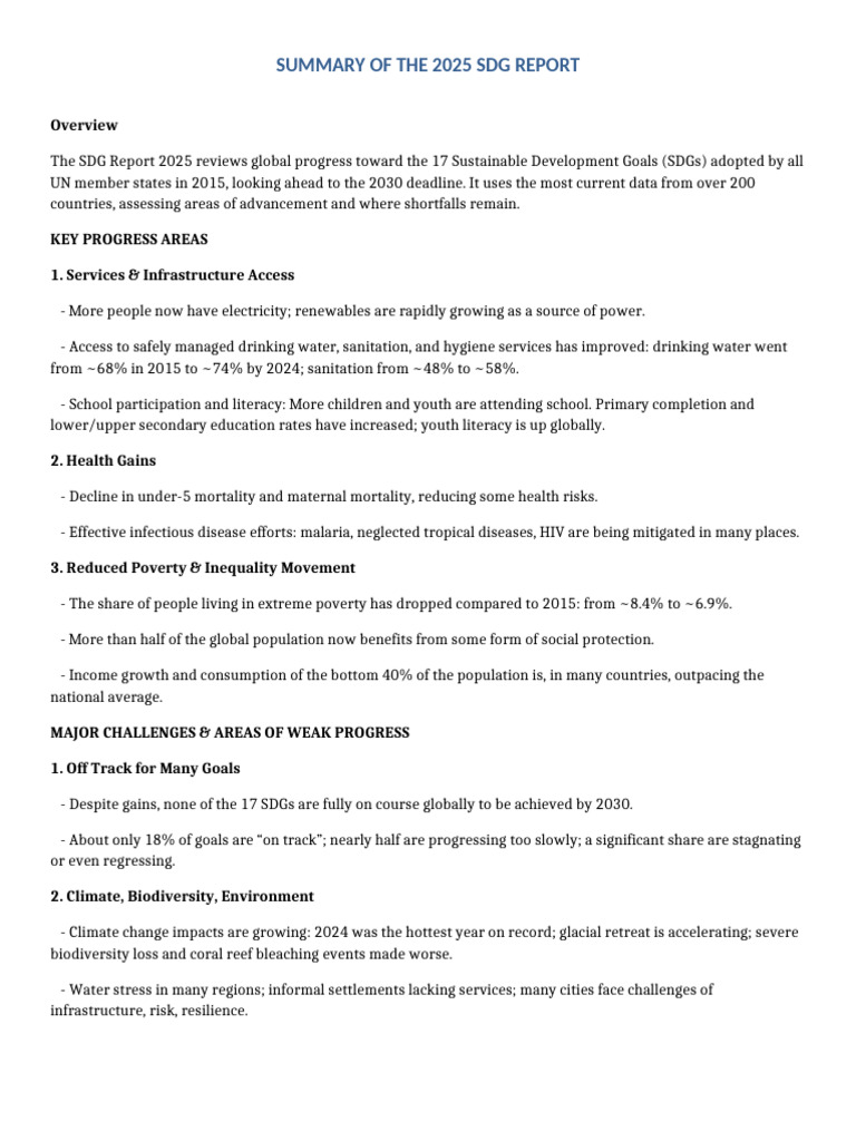 SDG_Report_2025_Summary | PDF | Economies | Natural Environment