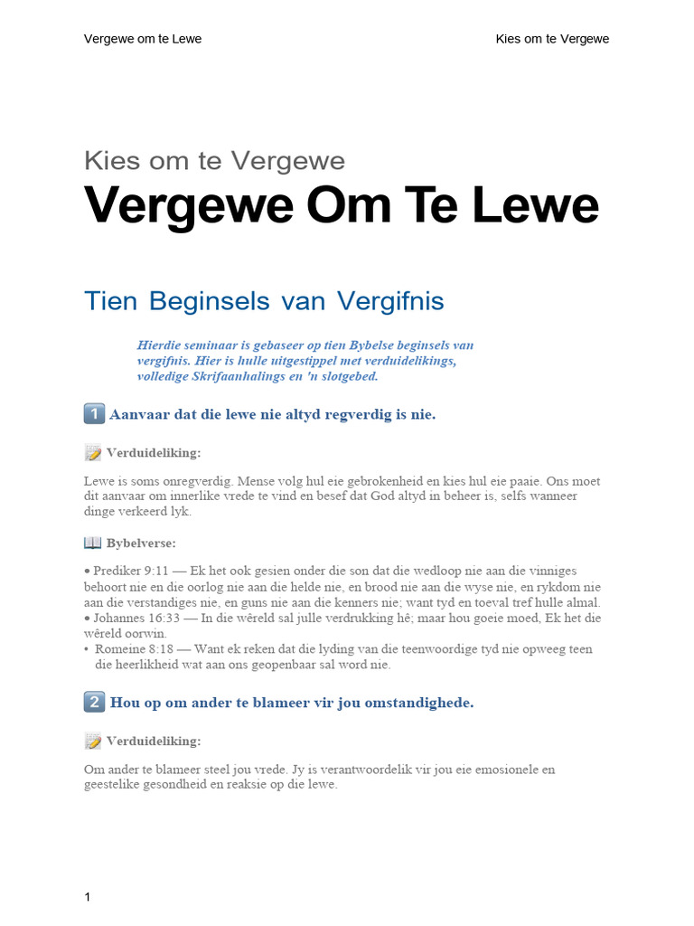 3 Vergewe Om Te Lewe - Kies Om Te Vergewe | PDF