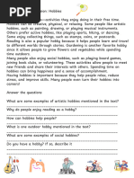 My Hobbies Worksheet for Students | PDF | Hobbies