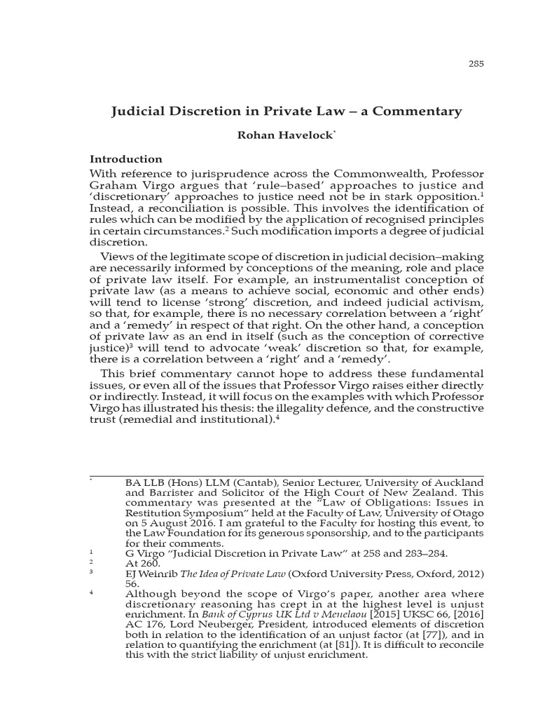 Judicial Discretion in Private Law - A Commentary | PDF | Fiduciary ...