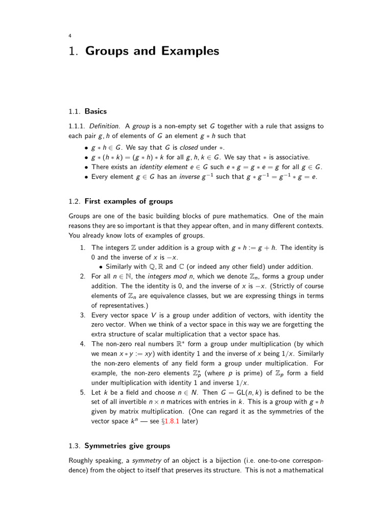 Understanding Group Theory Basics | PDF | Group (Mathematics) | Linear Map