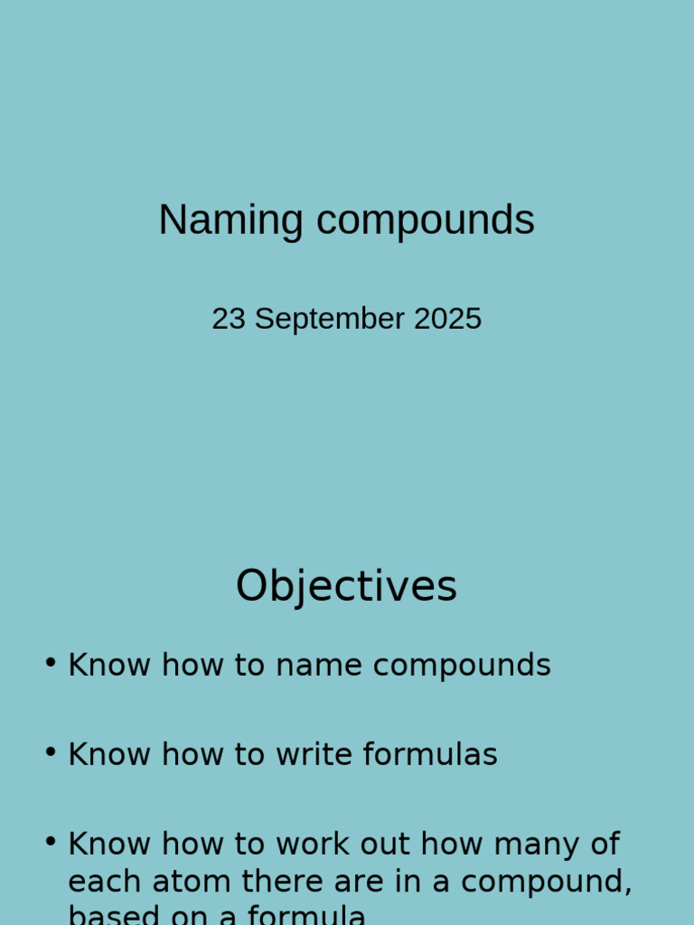 Naming Simple Compounds 1 | PDF | Chemical Compounds | Oxide