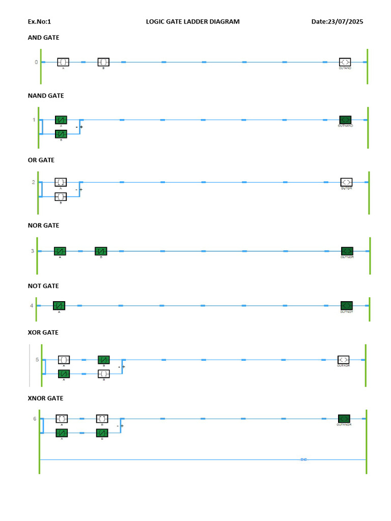 Ex - No 01 Ladder Diagram For Logic Gates | PDF