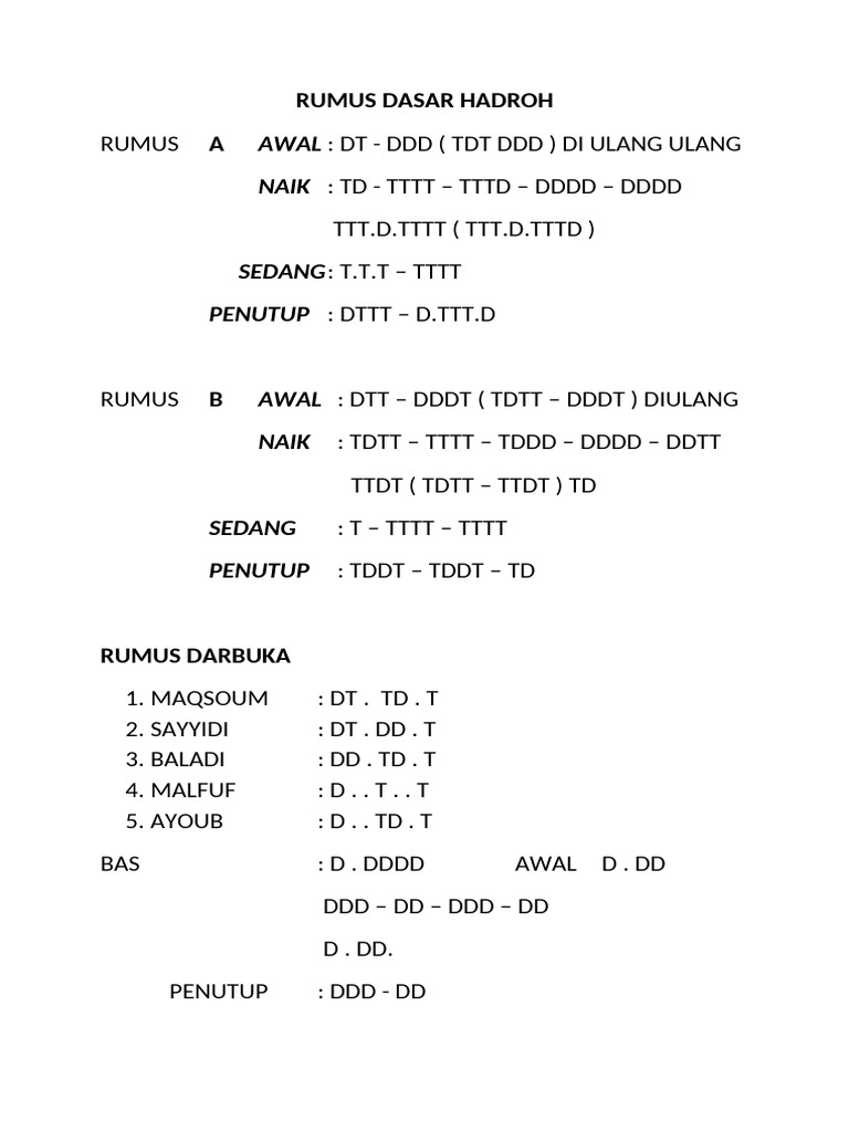 Rumus Dasar Hadroh dan Darbuka | PDF