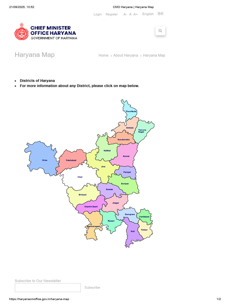 CMO Haryana - Haryana Map | PDF