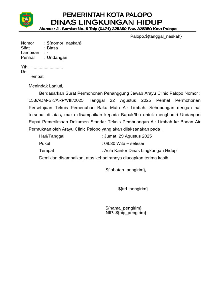 Undangan Ekspose Pertek Ipal Arayu Klinik | PDF