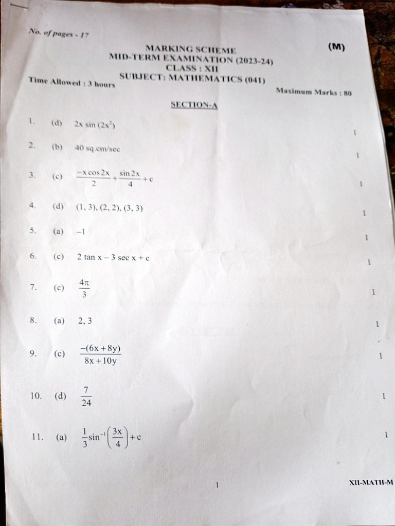 Answer Sheet 2023-24? | PDF