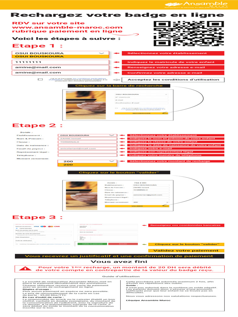 Recharge en ligne pour badge Ansamble | PDF