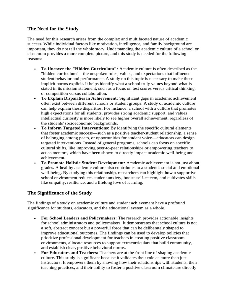 The Need and Significance of The Study | PDF | Teachers | Learning