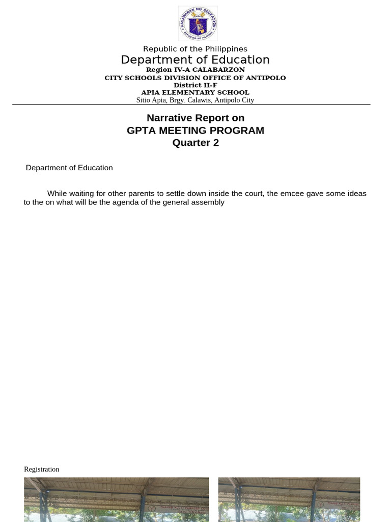 Narrative Report On School General Assembly Quarter 2 | PDF