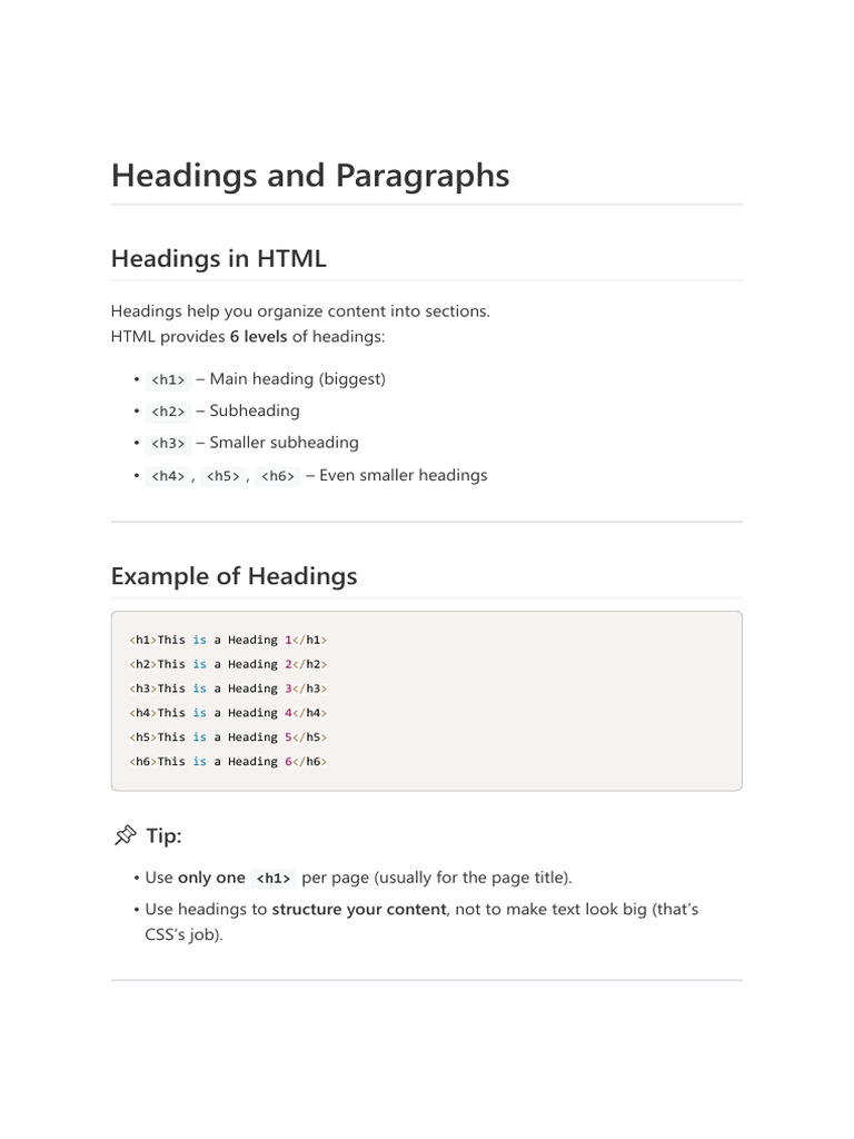 Headings and Paragraphs | PDF
