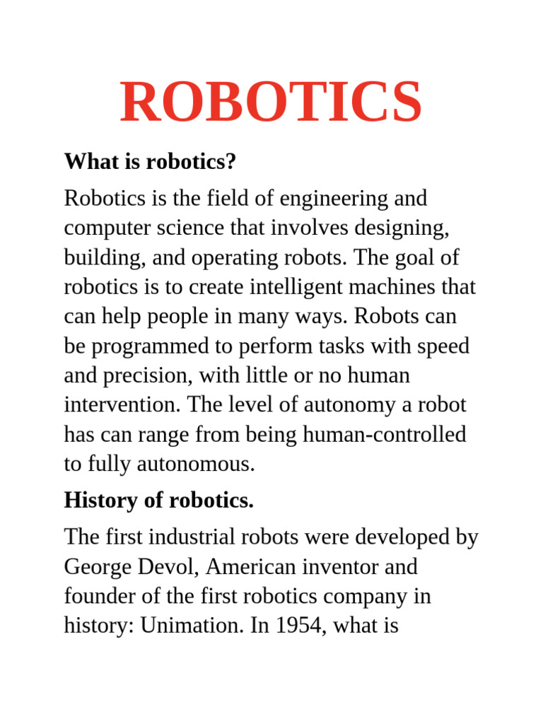 Overview of Robotics and Drones | PDF