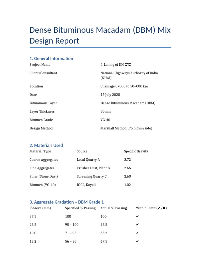 DBM Mix Design Report VG40 | PDF | Construction Aggregate | Building ...