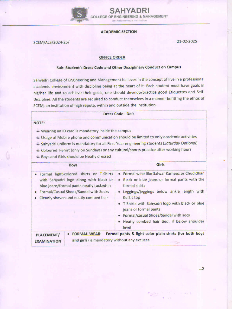 Circular - Dress Code | PDF