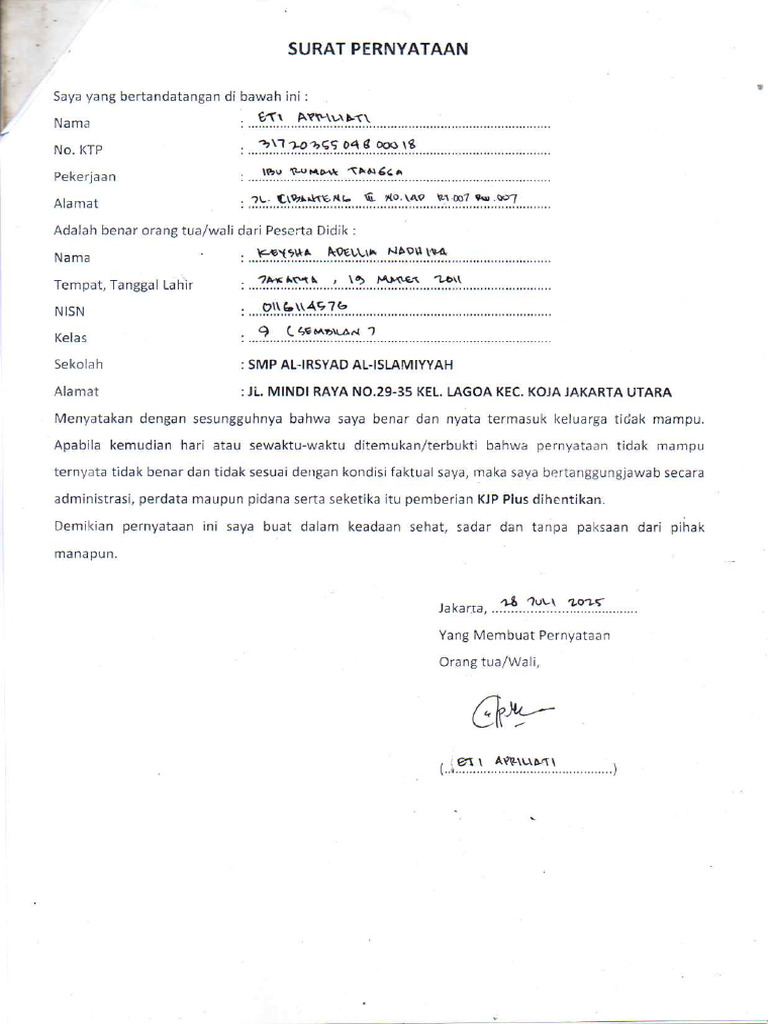 Surat Pernyataan Tanggung Jawab Mutlak | PDF