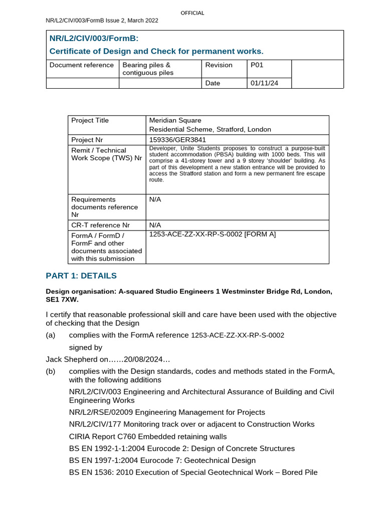 Design Check Certificate for Meridian Square | PDF
