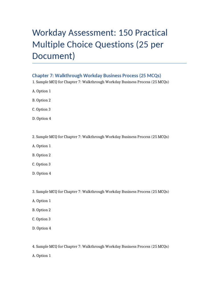 Workday MCQ Assessment Complete | PDF | Multiple Choice | Chess Openings
