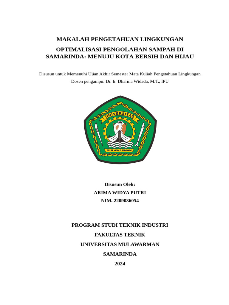 Makalah Pengetahuan Lingkungan - Arima Widya Putri | PDF