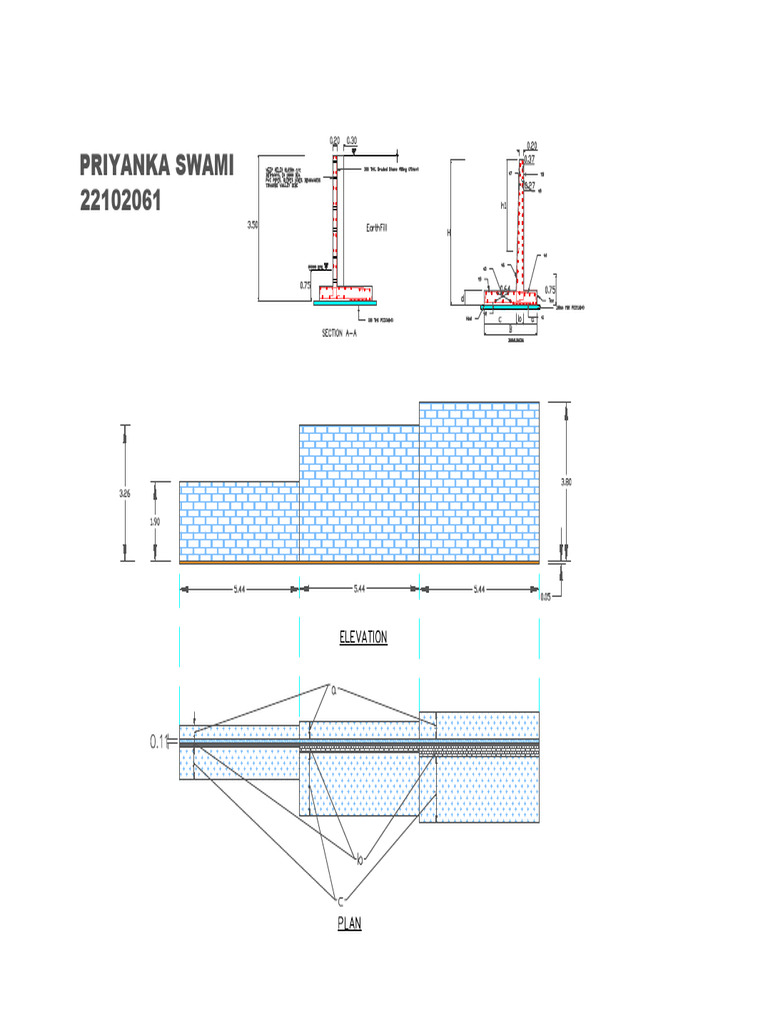 Elevation and Plan Retaining Wall | PDF