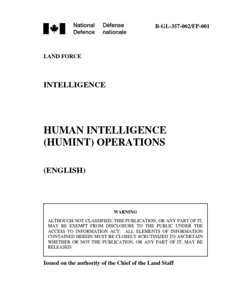 B-GL-357-002 Human Intelligence (HUMINT) Operations | PDF