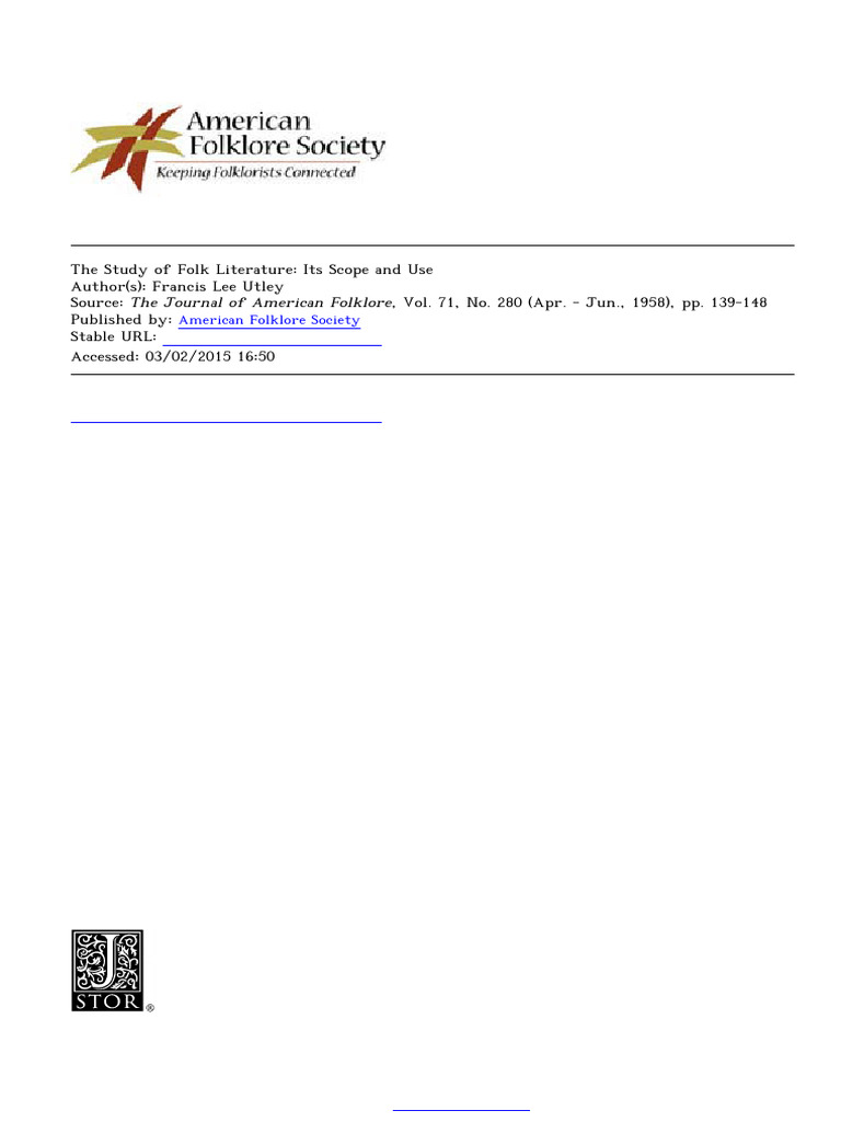 Scope and Use of Folk Literature | PDF | Folklore | Traditional Stories