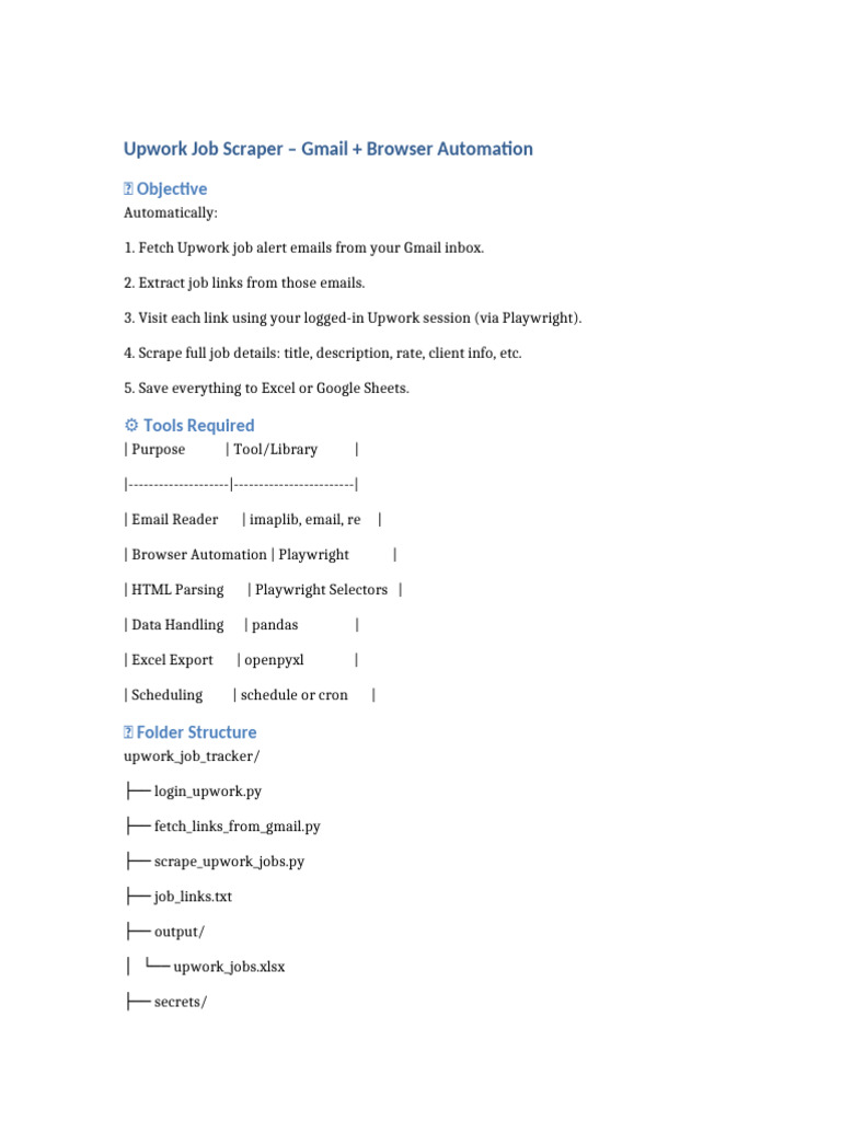 Upwork Job Scraper Documentation | PDF