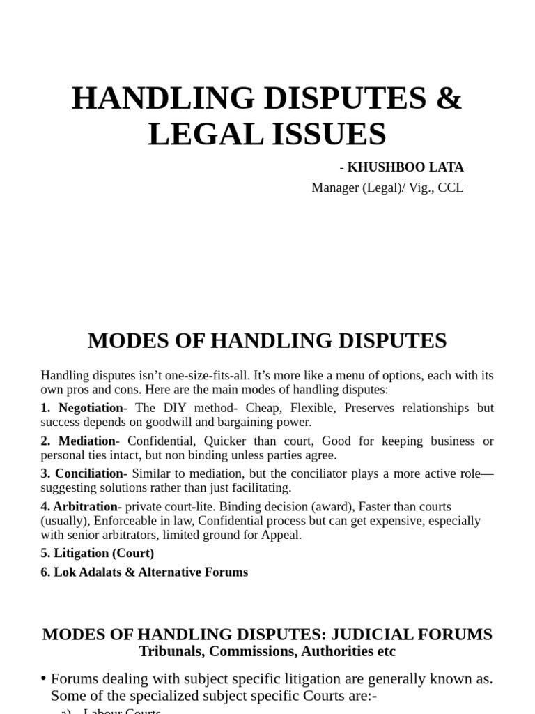 Handling of Dispute and Legal Issues | PDF | Lawsuit | Appeal